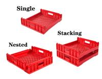China Stackable and Foldable Nestable Bread Crates Mesh Stacking Plastic Turnover Crate for sale