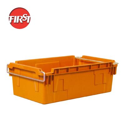 China Metal Handle Plastic Crates for Customized Vegetable Storage Internal Size 640*345*230mm for sale