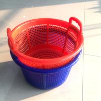 China PP Seafood Stackable Mesh Basket Crate Barrel Storage 42cmx23cm Orange for sale