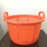 China Multi Purpose Plastic Storage Baskets Orange Mesh Crate Barrel Seafood Storage for sale