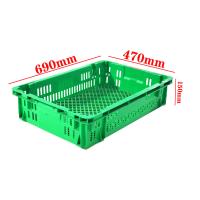 China Coloured Plastic Bread Crates Food Stacking Nesting Fruit Basket 654x452x143mm for sale