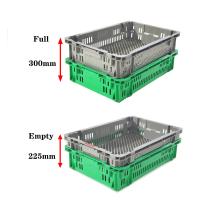 China Coloured Plastic Bread Crates Food Stacking Nesting Fruit Basket 654x452x143mm for sale