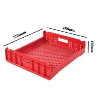 China Food Safe Nestable Washable Professional Bread Crate For Bakery Supermarket Red Plastic Box Internal Size 510*450*105mm for sale