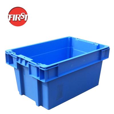 China 600×400 Stack & Nest Plastic Crate Heavy Duty Solid Plastic Storage Crate Manufacturer for sale