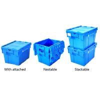 China Stackable Storage Attached Lid Containers FIRST Plastic Fish Crates in Customized Color for sale