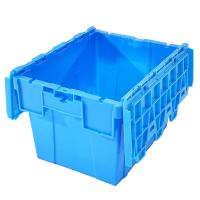 China Stackable Storage Attached Lid Containers FIRST Plastic Fish Crates in Customized Color for sale