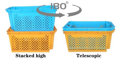 China OEM Reversible Plastic Stack And Nest Crate Agricultural Harvesting Supermarket Crate for sale