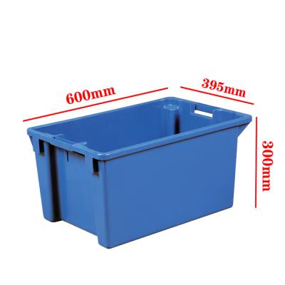 China Customized Color Nesting Stacking Plastic Crate Turnover Container Moving Box Storage Warehouse 600*400mm For Warehouse for sale