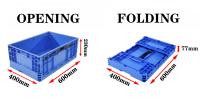 China 44 liter Solid Box Style Collapsible Plastic Crate For Versatile Warehouse Storage for sale
