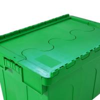 China Security Moving Box Stackable Storage Attached Lid Plastic Container 23.6