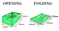 China Vegetable Packing Plastic Foldable Crate 40L Stackable Storage Moving Box Container for sale