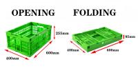China Vegetable Packing Plastic Foldable Crate 40L Stackable Storage Moving Box Container for sale