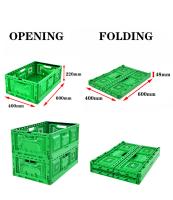 China Vegetable Packing Plastic Foldable Crate 40L Stackable Storage Moving Box Container for sale