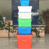 China FIRST Plastic Moving Totes with Attached Lid The Ultimate Warehouse Storage Solution for sale