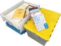 China Warehouse Storage FIRST 46L Plastic Tote with Hinged Lid File Moving Box Containers Crate Plastic Storage for sale
