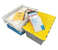 China Custom Order Attached Lid Container Plastic Moving Storage Box With Lock Lid Tote Crate for sale