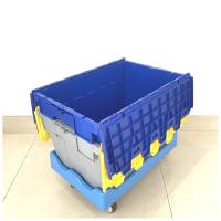 China Custom Order Attached Lid Container Plastic Moving Storage Box With Lock Lid Tote Crate for sale