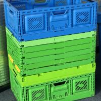 China Collapsible Plastic Storage Moving Box Stackable Internal Size 570*370*210mm for sale