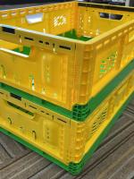 China Foldable 40L Vented Plastic Crates for Agriculture Heavy Duty Folded Size 600*400*52mm for sale