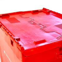 China Large Plastic Crate With Lid Heavy Duty Reusable Container For Moving, Laundry & Industry for sale