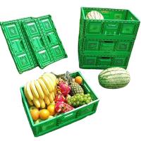 China Stackable 40L Collapsible Plastic Crates Storge Vegetables Farm Heavy Duty Mesh Breathable for sale