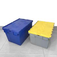 China Plastic Moving Crates With Attached Lids 600x400mm Industrial Nestable & Stackable Euro Logistics Box for sale