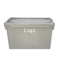 China Nestable Crate Storage Plastic Containers moving box Stackable Attached Lid Containers for sale