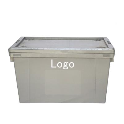 China Nestable Crate Storage Plastic Containers moving box Stackable Attached Lid Containers for sale