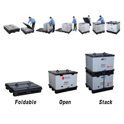 China Plastic Collapsible Pallet Box 1200*1000mm PP Stackable Warehouse Storage Automotive Pp Sleeve Box for sale