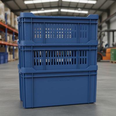 China 48L Custom Plastic Crates Featuring Ventilated or Solid Sides and High Impact Resistance Weatherproof Durability Engineered for Material Handling for sale