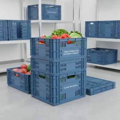 China Meets Food Safety And Industrial Standards Custom Plastic Crates Foldable With Size Customization Options Suitable For Food Storage for sale