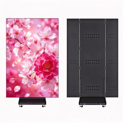 China P1.86 Tri Fold Double Sided LED Poster Screen 1280x1920mm Advertising Display for sale