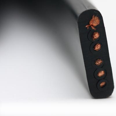 China Flat Flexible Traveling Cable for Crane or Conveyor 6core Black Jacket for sale