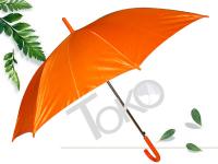 China Straight Ladies Walking Umbrella 190T Polester Fabric Orange Color Flute Long Ribs for sale