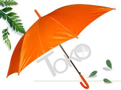 China Straight Ladies Walking Umbrella 190T Polester Fabric Orange Color Flute Long Ribs for sale