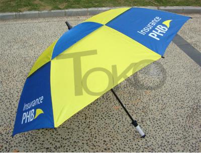 China 30 Inch Double Canopy Vented Travel Umbrella Windproof Black Metal Shaft for sale