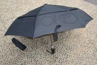 China Black Automatic Foldable Umbrella / Travel Umbrella Silicon Handle 190T Pongee Fabric for sale