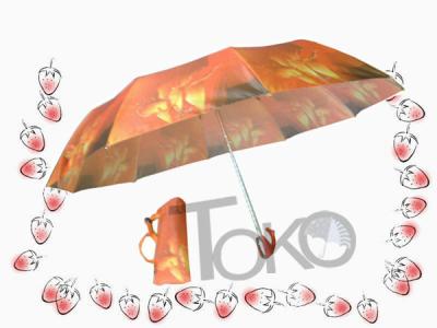 China Heat Transfer Easy Auto Open Umbrella Compact Black Easy Storage In Purses for sale