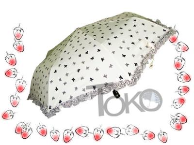 China Flower Edge Automatic Open And Close Umbrella 3 Seciton Pongee Print Fabric for sale