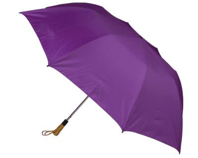 China Purple Ladies Long Handle Golf Umbrella Wooden Handle Steel Frame 190T Pongee Fabric for sale