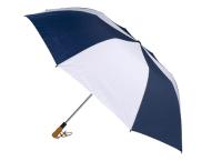 China Blue And White Portable Golf Umbrella Stell Frame Black Plastic Cap 190T Nylon Fabric for sale