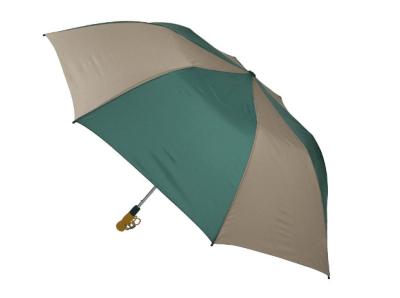 China Gents Compact Folding Golf Umbrella Round Wooden Handle Black Plastic Tips for sale
