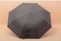 China Plaid Folding Golf Umbrella , Large Vented Golf Umbrella 190T Print Pongee Fabric for sale