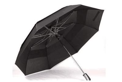 China Windproof Foldable Mens Portable Umbrella Double Layer Canopy Self Fabric Pouc for sale