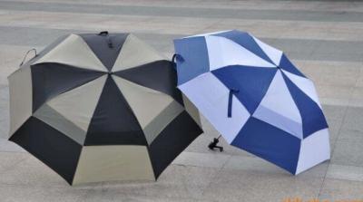 China 2 Big Folding Automatic Golf Umbrella Double Layers Fiberglass Shaft / Ribs for sale