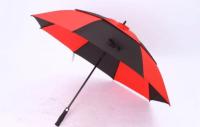 China Red And Black Vented Golf Umbrella Self Fabric Sleeve Fiberglass Shaft / Frame for sale