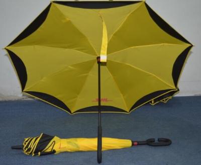 China Lightweight Yellow Vented Golf Umbrella Fibreglass Frame Plastic Cap / Tips for sale