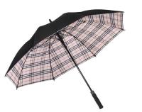 China Flip Proof Golf Foldable Sun Umbrella Double Layer Canopy Inside Plaid Color for sale