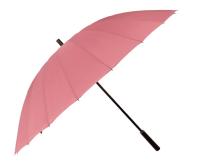 China Pink Collapsible Golf Umbrella Manual Open Fibreglass Shaft 190T Pongee Fabric for sale