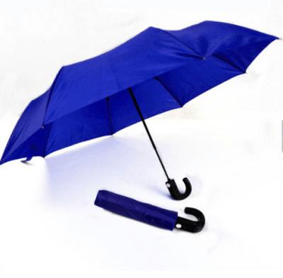 China Mens Compact Umbrella Push Button Open Close Royal Blue 21 Inches Plastic Tips for sale